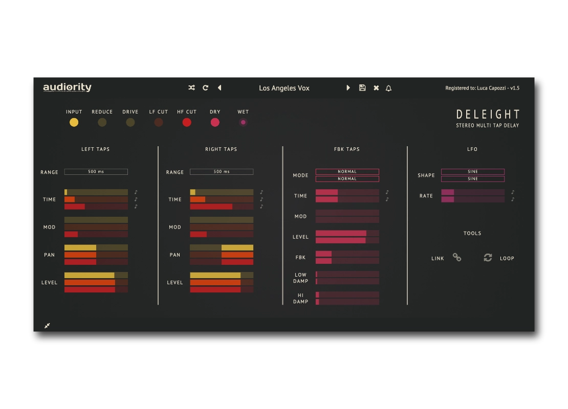 Deleight - Stereo Multi Tap Delay Plugin (VST, AU, AAX)